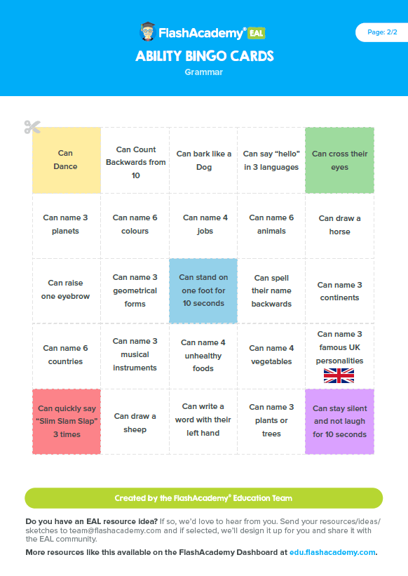 Ability Bingo - FlashAcademy