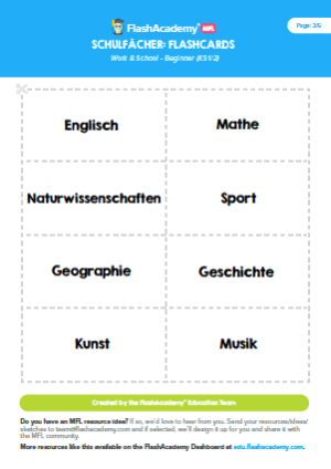 German: School Subjects Flashcards - FlashAcademy