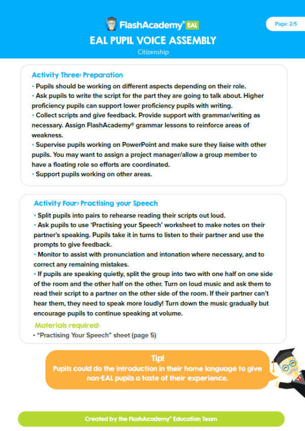 EAL Pupil Voice Assembly Planning Pack - FlashAcademy