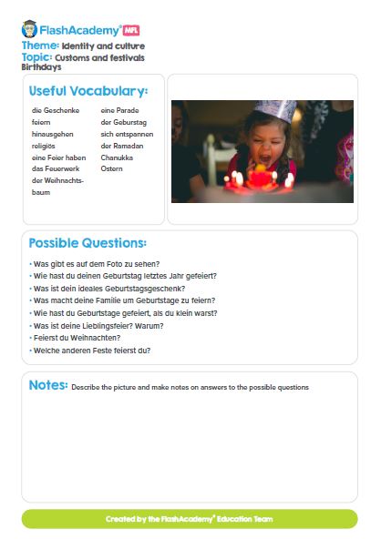 Home Learning for German: Family, Friends & Free Time - FlashAcademy