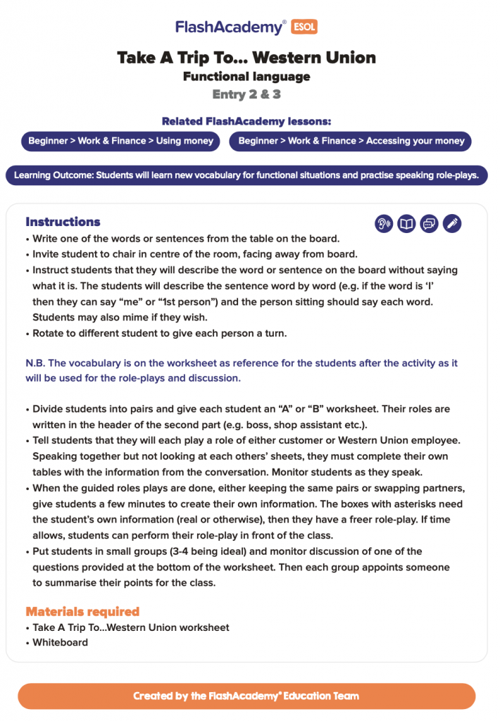 ESOL Functional Language Resources Pack - FlashAcademy