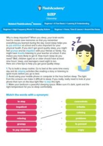 The Importance of Sleep | EAL Health Resources - FlashAcademy®