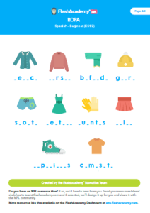 Spanish: Clothes Worksheet - FlashAcademy®