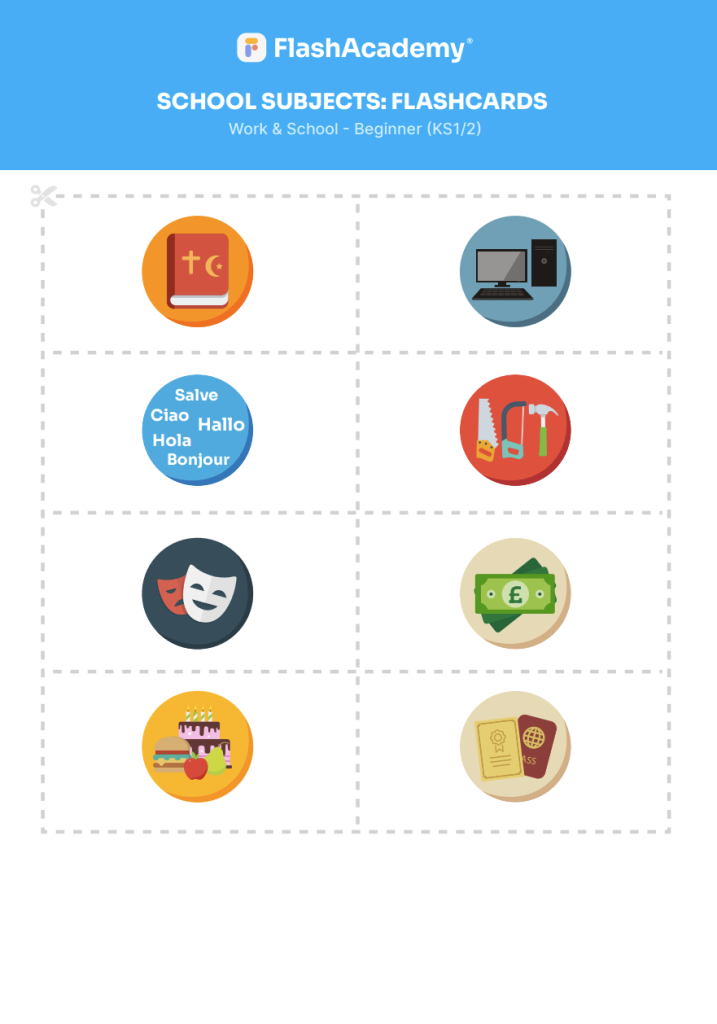 School Subjects Flashcards | EAL Resources - FlashAcademy®