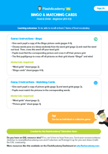 Food and Drink - Bingo & Matching Cards - FlashAcademy®
