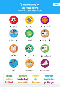 French: Free Time Activities Gap Fill - FlashAcademy®