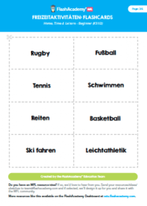 German: Free Time Activities Flashcards - FlashAcademy®