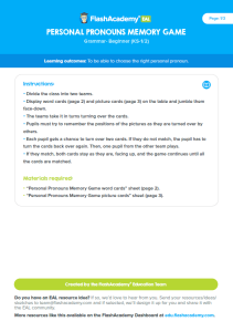 Personal Pronoun Memory Game - FlashAcademy®