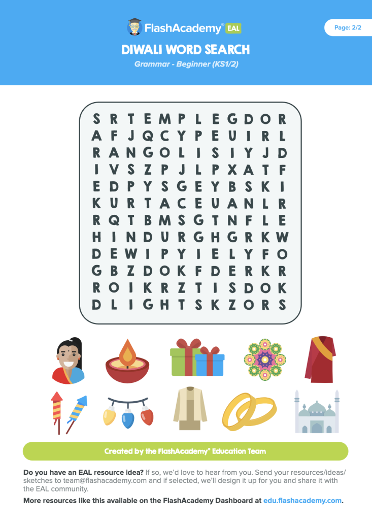 Diwali Word Search | Free EAL Resource - FlashAcademy®