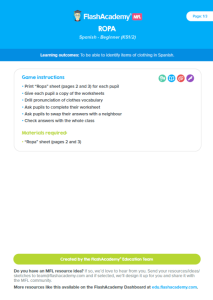 Spanish: Clothes Matching Activity - FlashAcademy®