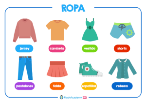 Spanish: Clothes Poster - FlashAcademy®