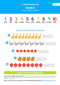 Spanish: Numbers Worksheet - FlashAcademy®