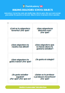Spanish: School Subject Dialogues - FlashAcademy®