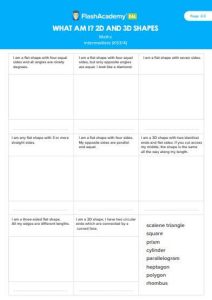 What am I? 2D & 3D shapes - Free EAL Maths Resources | FlashAcademy®