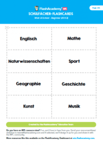 German: School Subjects Flashcards - FlashAcademy®