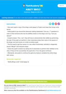 Ability bingo | EAL grammar game for KS1 - KS4 | FlashAcademy®