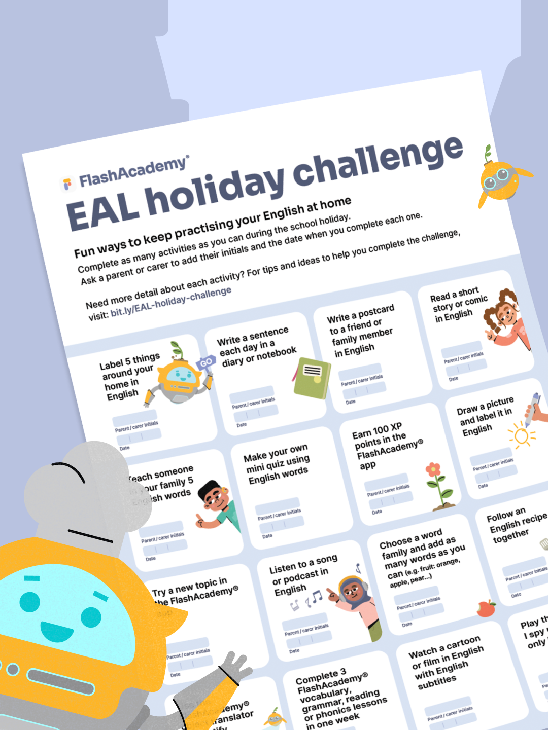 EAL holiday challenge - Fun English practice ideas - FlashAcademy®